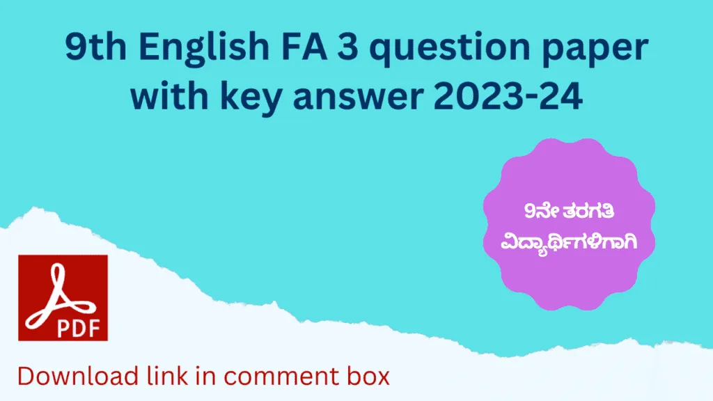 9th class English FA 3 question paper with key answer 2023-24 - ScoringTarget
